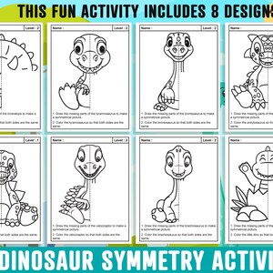Dinosaur Symmetry Worksheet, Dinosaur Theme Lines of Symmetry Activity ...