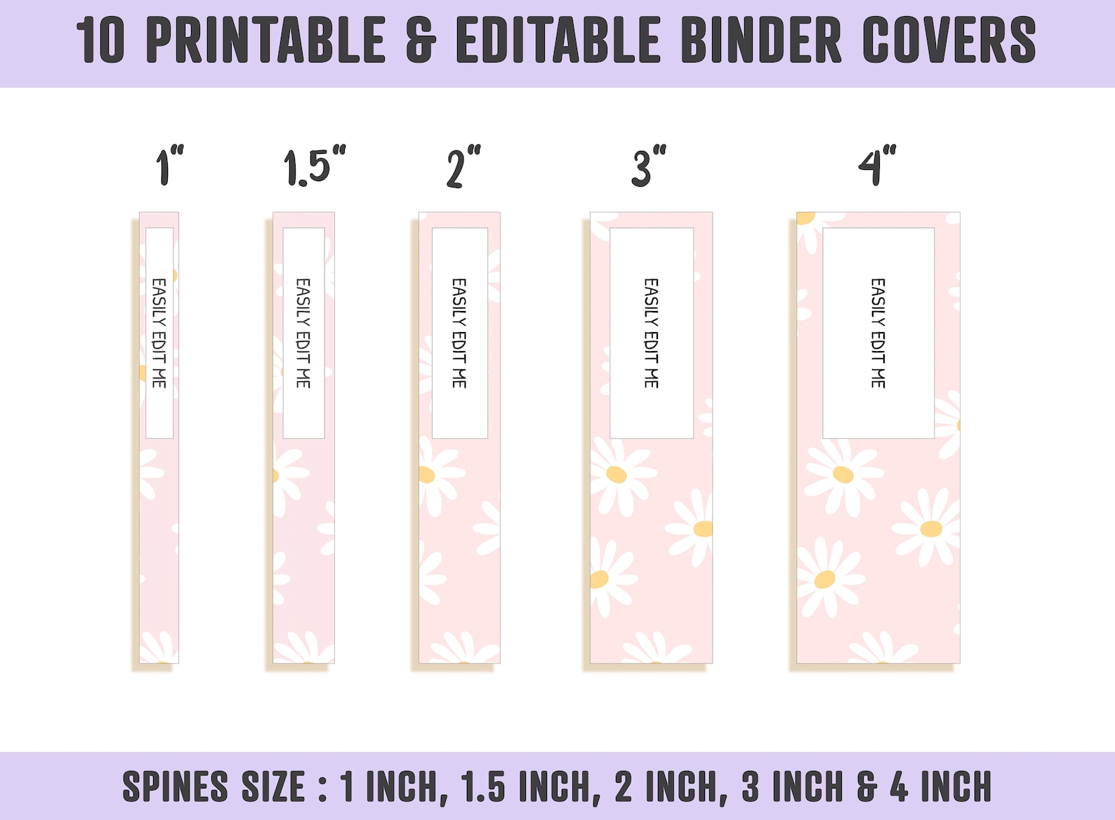 Flower Binder Cover, 10 Coversspines, Binder Cover Printable, Editable ...