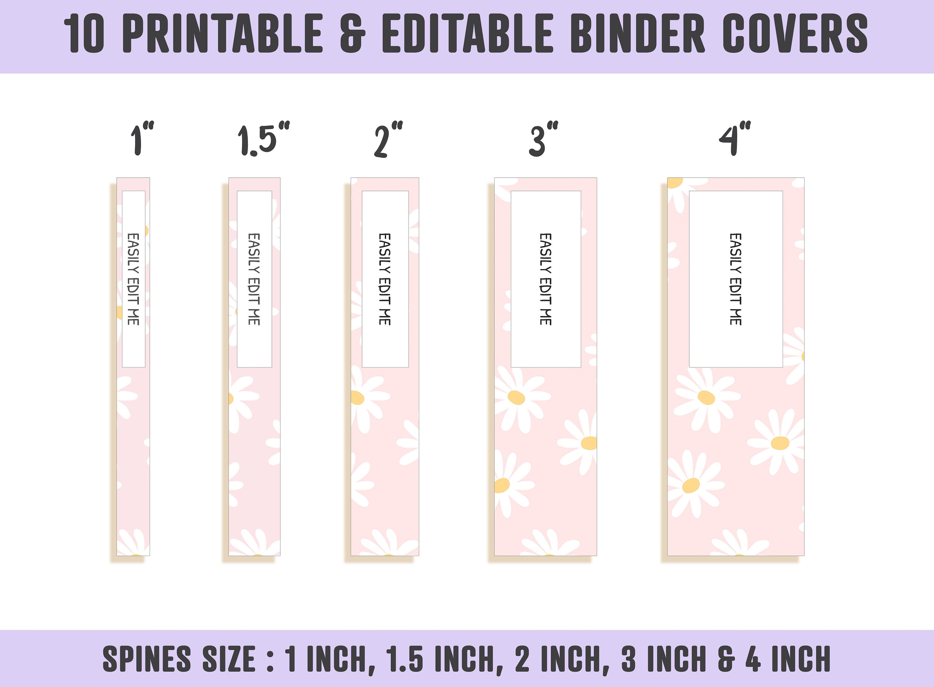 Flower Binder Cover, 10 Coversspines, Binder Cover Printable, Editable ...