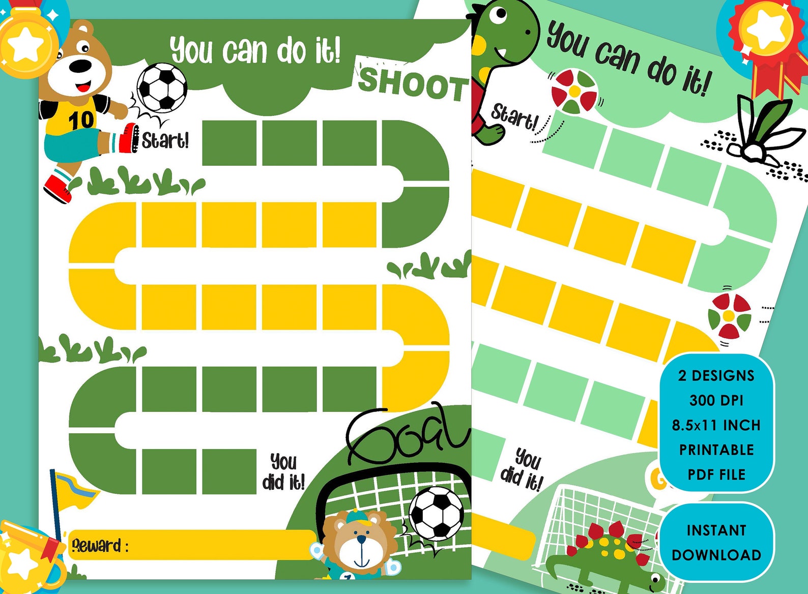 Printable Animal Soccer Reward Chart for Kids, a Way of Guiding ...