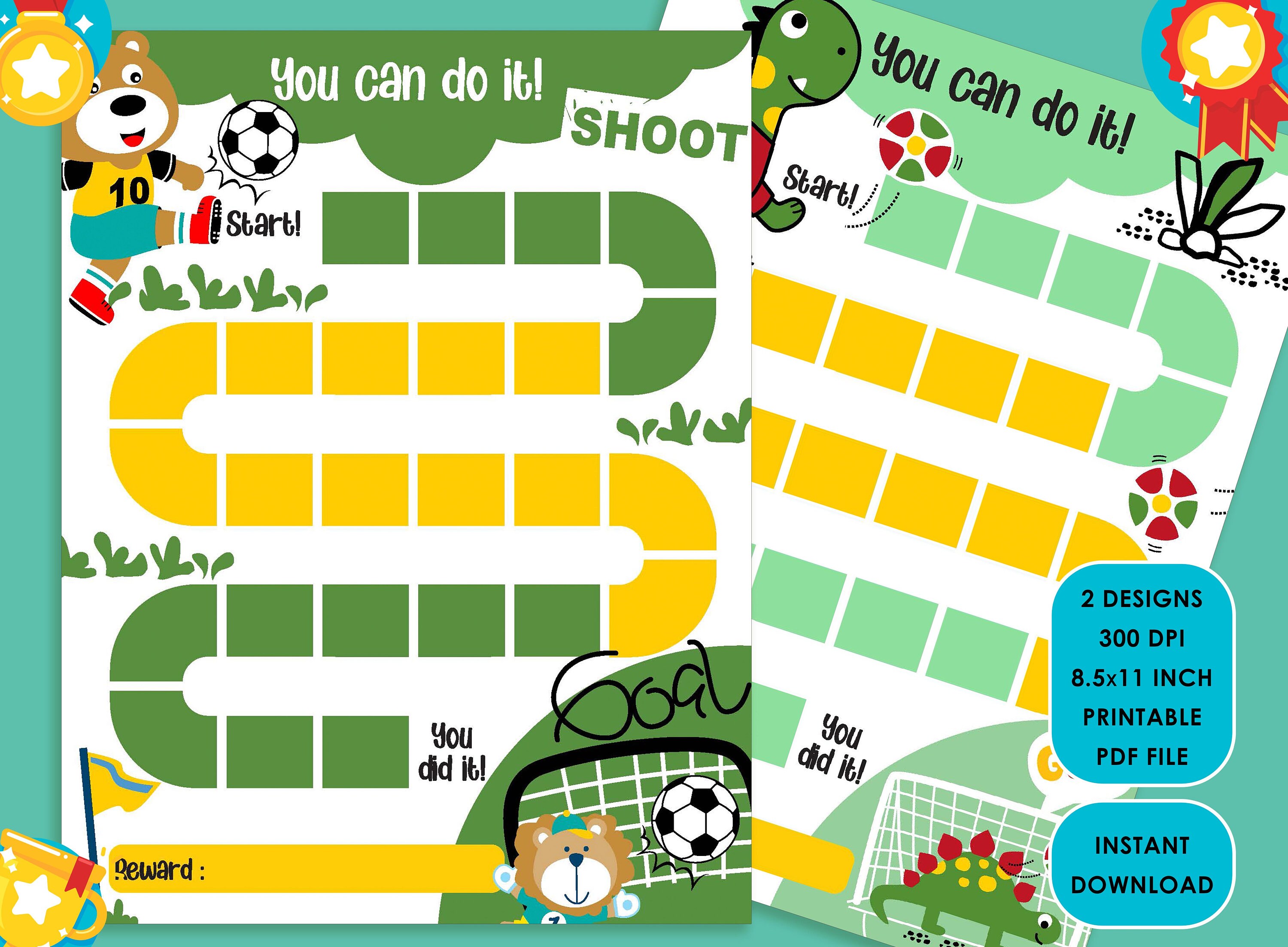 Printable Animal Soccer Reward Chart for Kids, a Way of Guiding ...