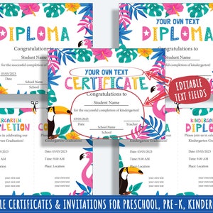 Preschool Graduation Diploma, Editable End of Year Diplomas ...
