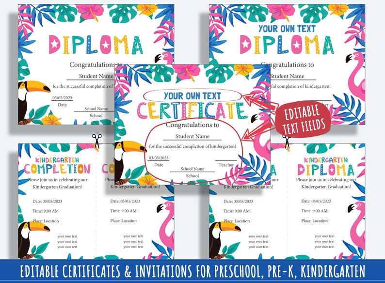 Preschool Graduation Diploma, Editable End of Year Diplomas ...