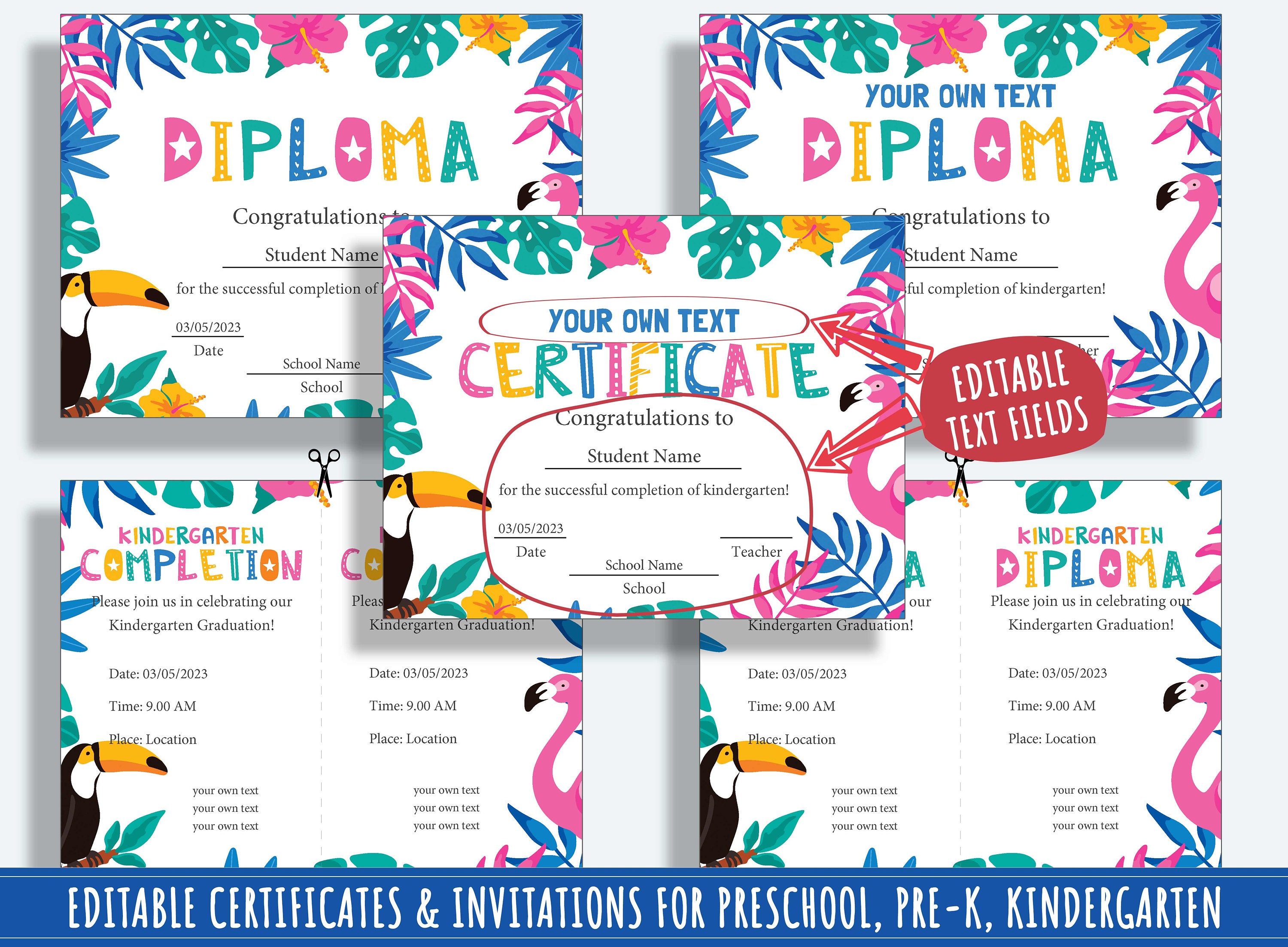 Preschool Graduation Diploma, Editable End of Year Diplomas ...