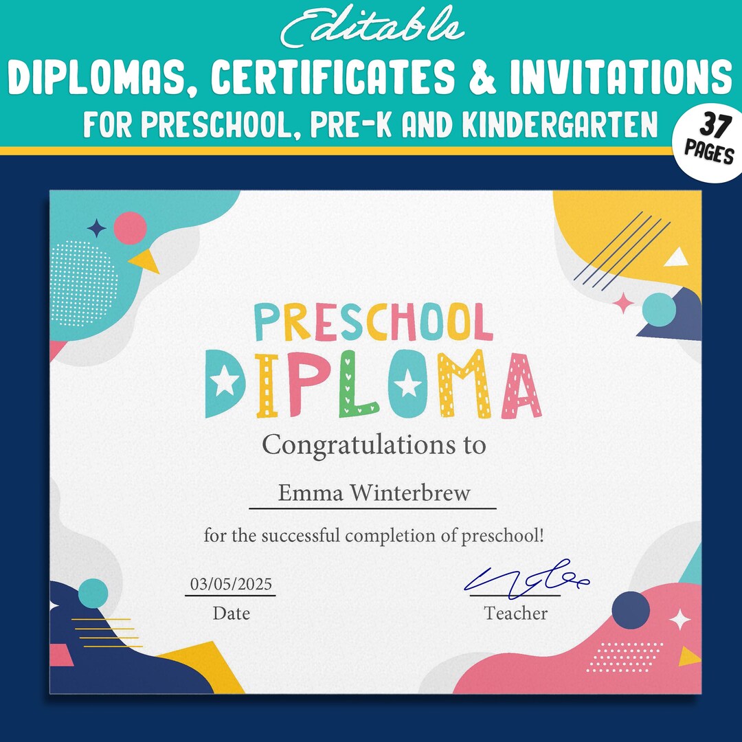 Diploma, Certificate, and Invitation Collection: 37 Editable Pages for ...