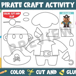 Pirate Craft Activity Color, Cut, and Glue for Prek to 2nd Grade, PDF ...