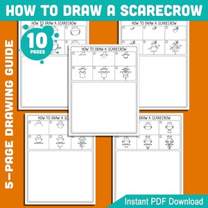 Learn How to Draw a Scarecrow for Kids: 5-page Step-by-step Directed ...
