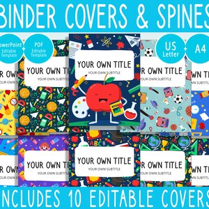 Editable Back to School Pattern Binder Covers, Includes 1, 1.5, 2 ...