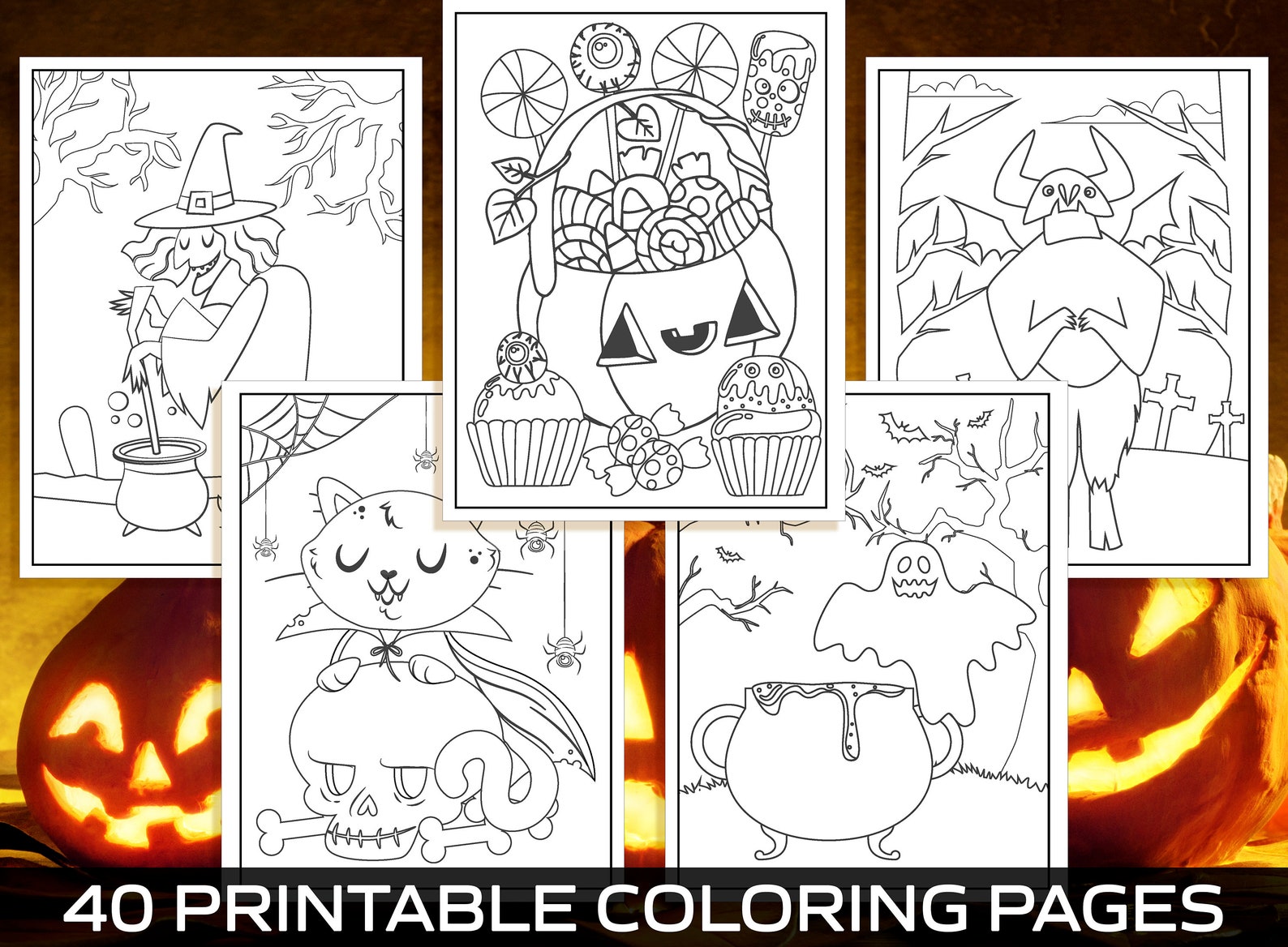 Halloween Activities for Kids 40 Printable Coloring Pages for - Etsy