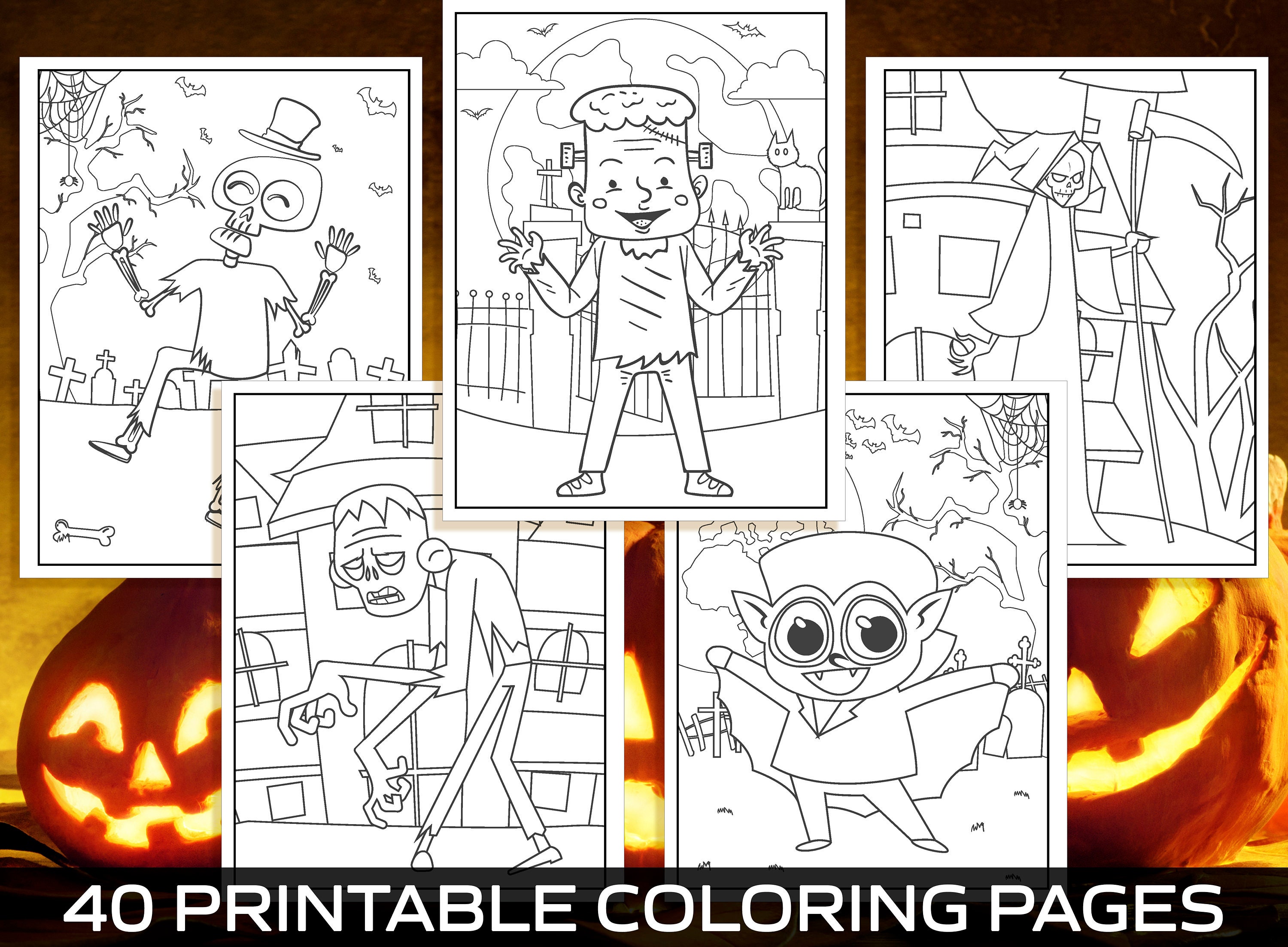 Halloween Activities for Kids, 40 Printable Coloring Pages for Kids ...