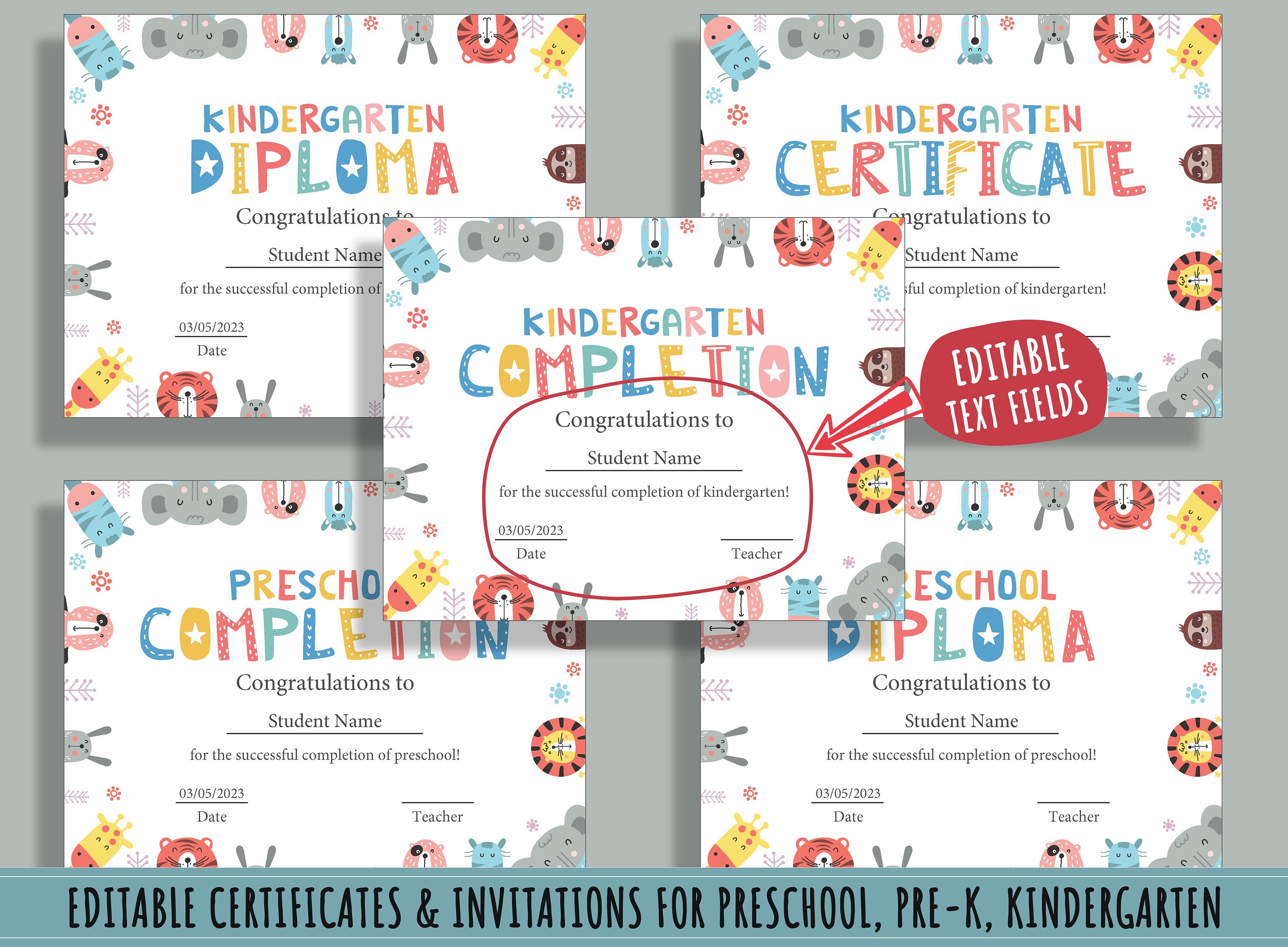 Kindergarten and Preschool Diploma, Certificate, and Invitation ...
