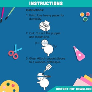 Farm Animal Clothespin Puppets for Kids: 8 Pages, 4 Unique Designs in ...