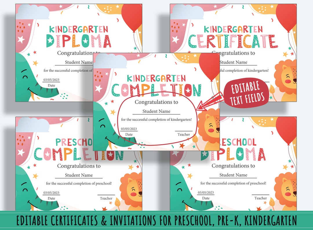 Diploma, Certificate, and Invitation Template for Kids With Animals ...