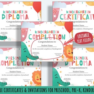 Diploma, Certificate, and Invitation Template for Kids With Animals ...