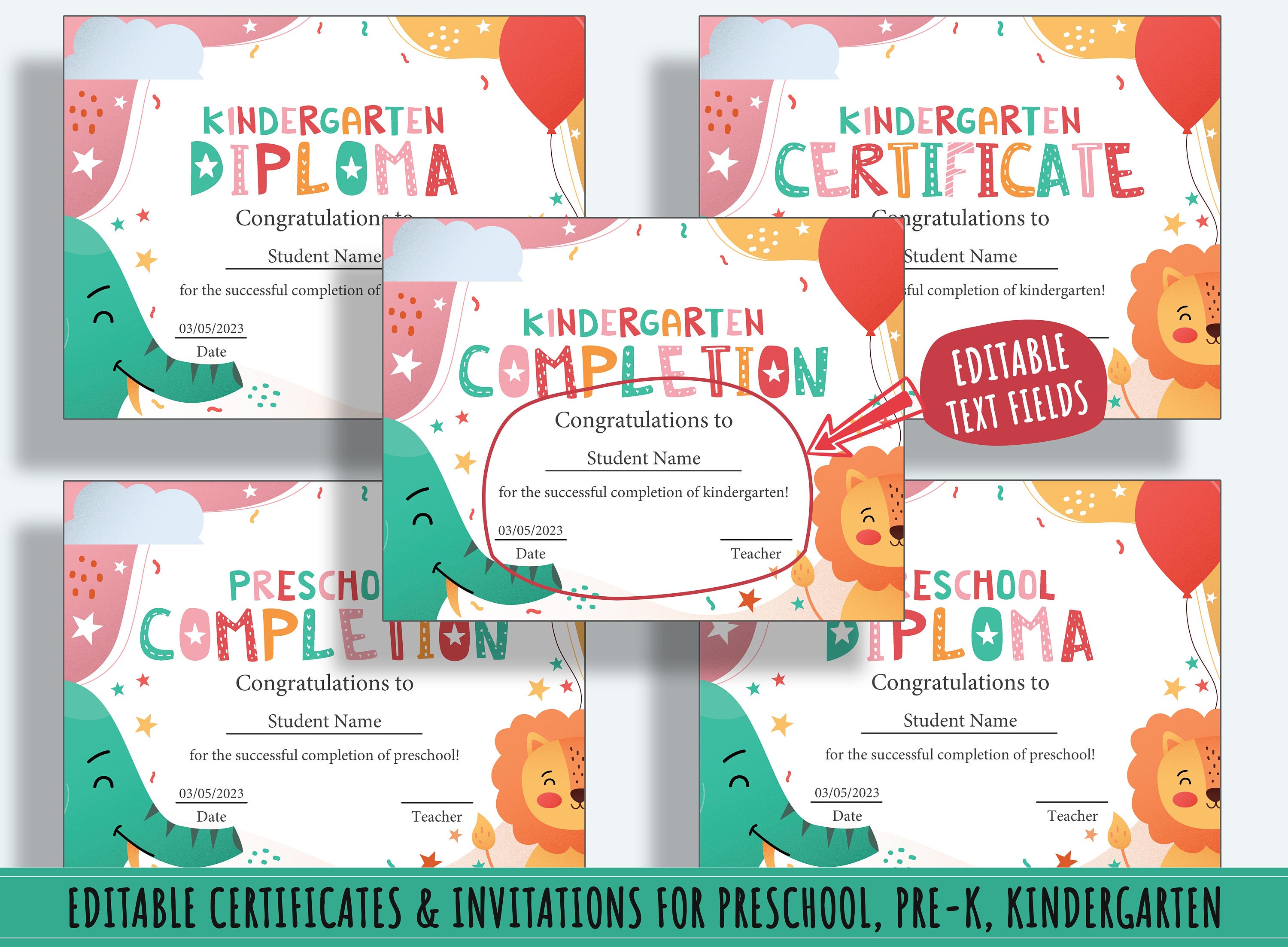 Diploma, Certificate, and Invitation Template for Kids With Animals ...