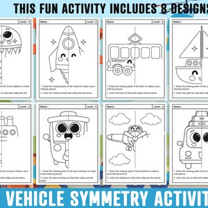 Vehicle Symmetry Worksheet, Transportation Theme Lines of Symmetry ...