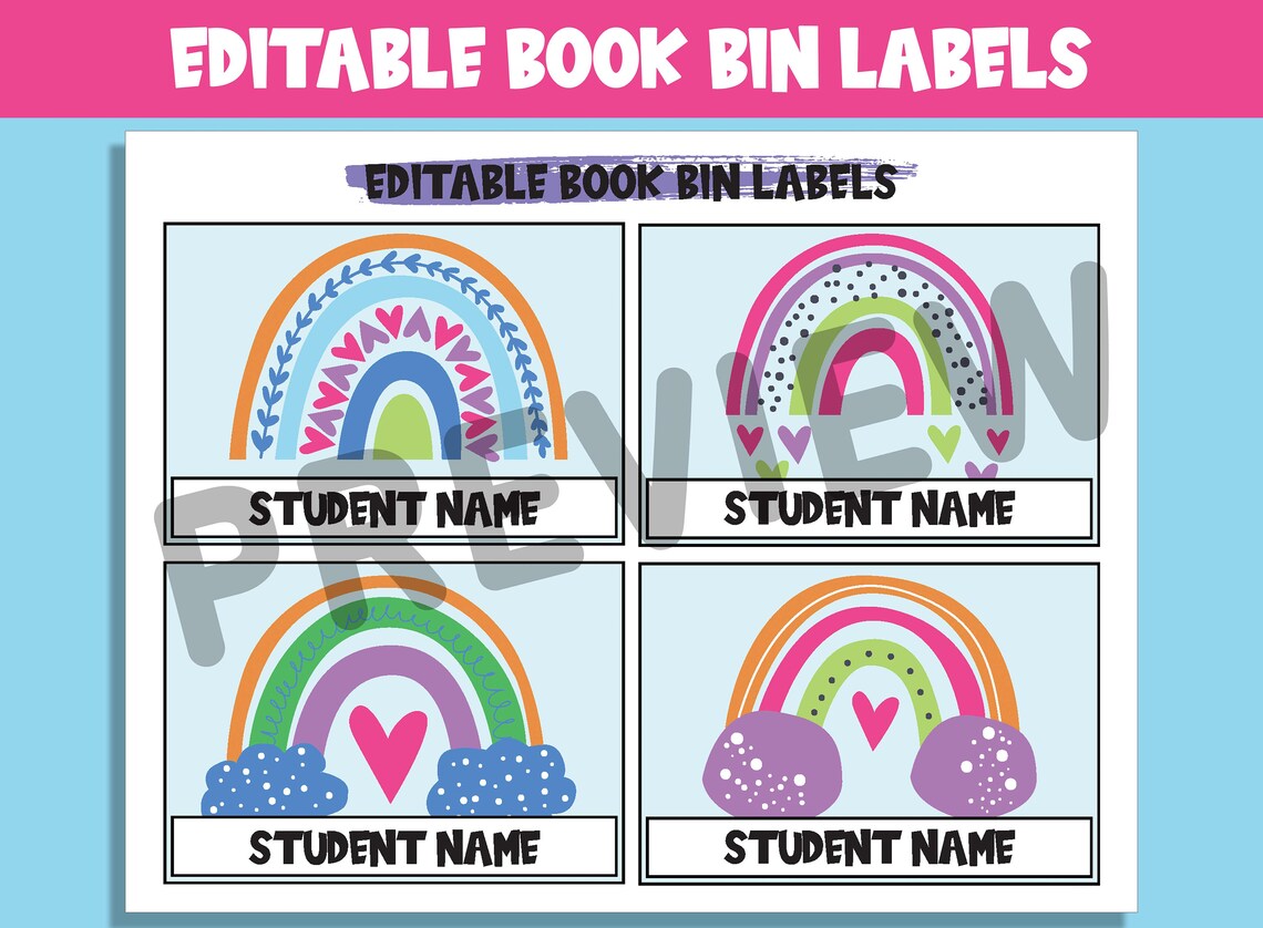 Editable Rainbow Book Bin Labels: 16 Customizable Designs for Perfect ...