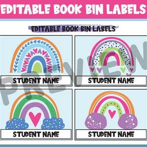 Editable Rainbow Book Bin Labels: 16 Customizable Designs for Perfect ...