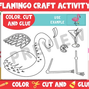 Cute Flamingo Craft Activity - Color, Cut, and Glue for Prek to 2nd ...