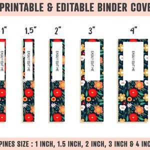 Floral Binder Cover Template, 10 Printable & Editable Binder Covers ...