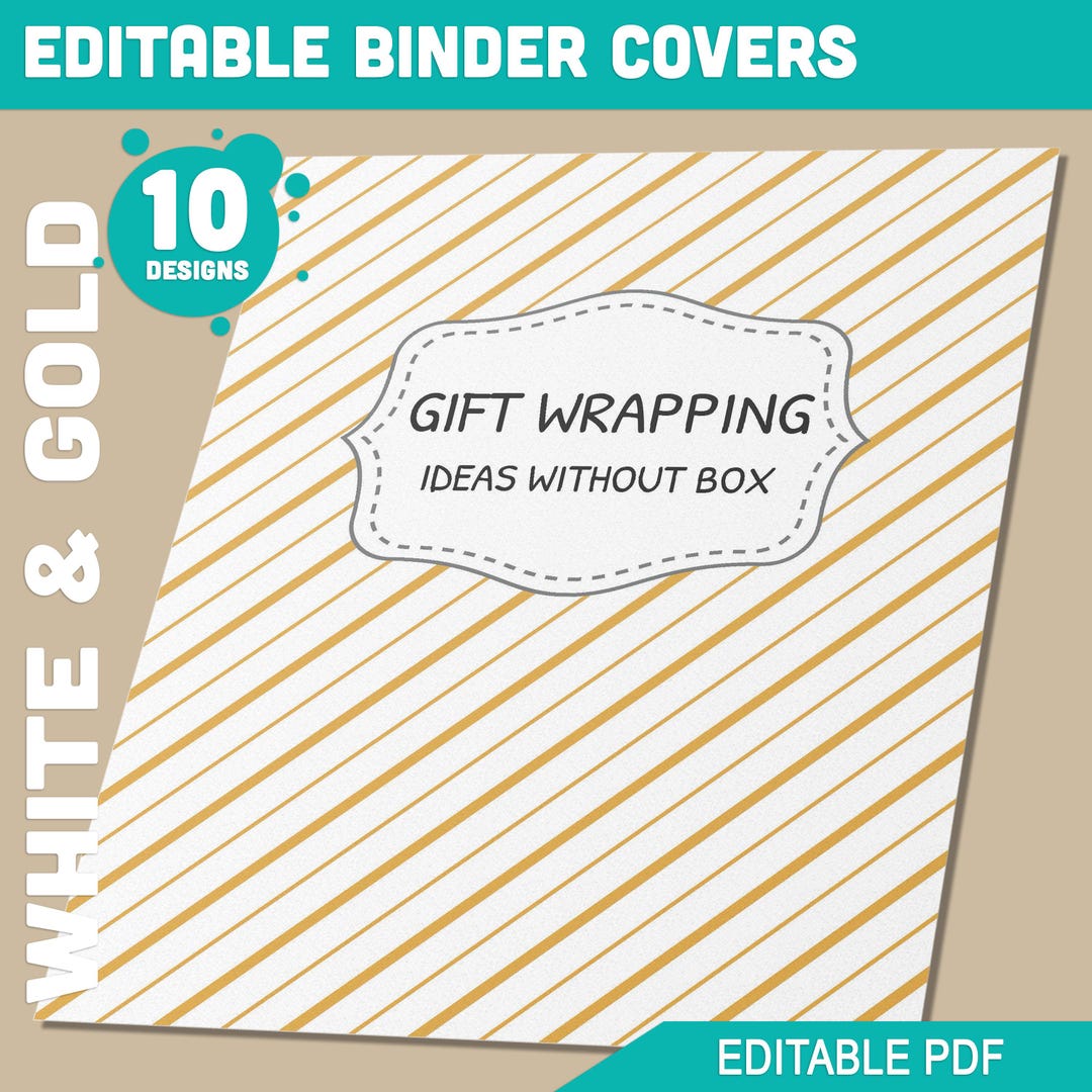 Binder Covers White and Gold, 10 Printable & Editable Binder Covers ...