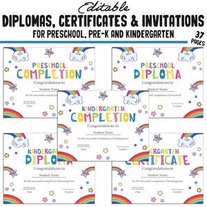 37 Editable Pre-kindergarten, Kindergarten, and Preschool Diploma ...
