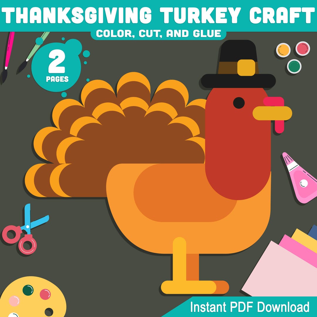 Cute & Simple Thanksgiving Turkey Craft: Fun Color, Cut and Glue ...