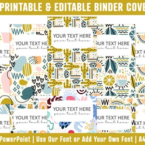 Powerpoint Binder Covers, 10 Printable/editable Flat Abstract Doodle ...