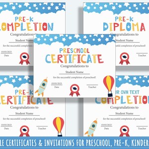 Editable Kindergarten Diploma, Completion Certificates, 37 Pages, PDF ...