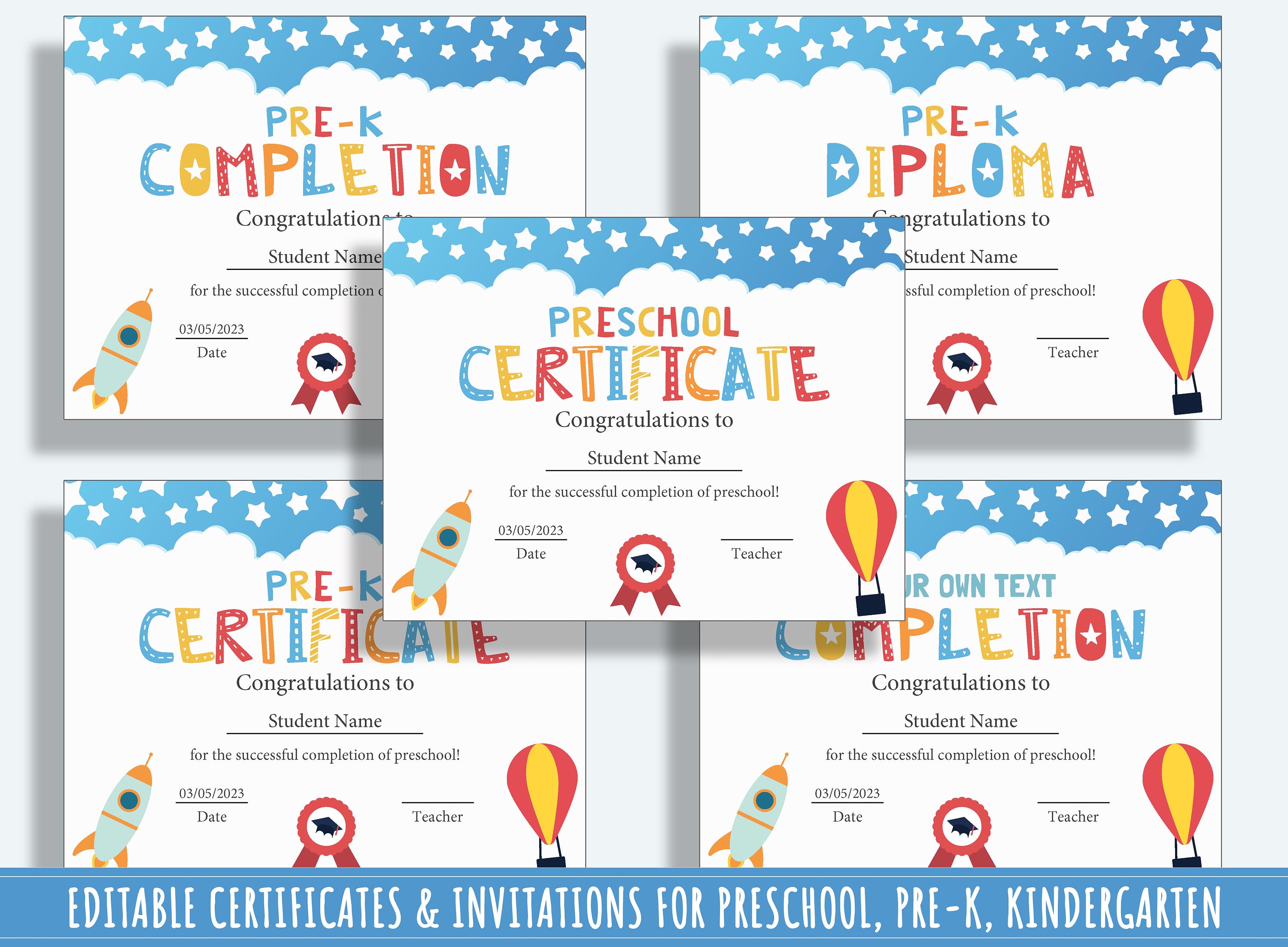Editable Kindergarten Diploma, Completion Certificates, 37 Pages, PDF ...