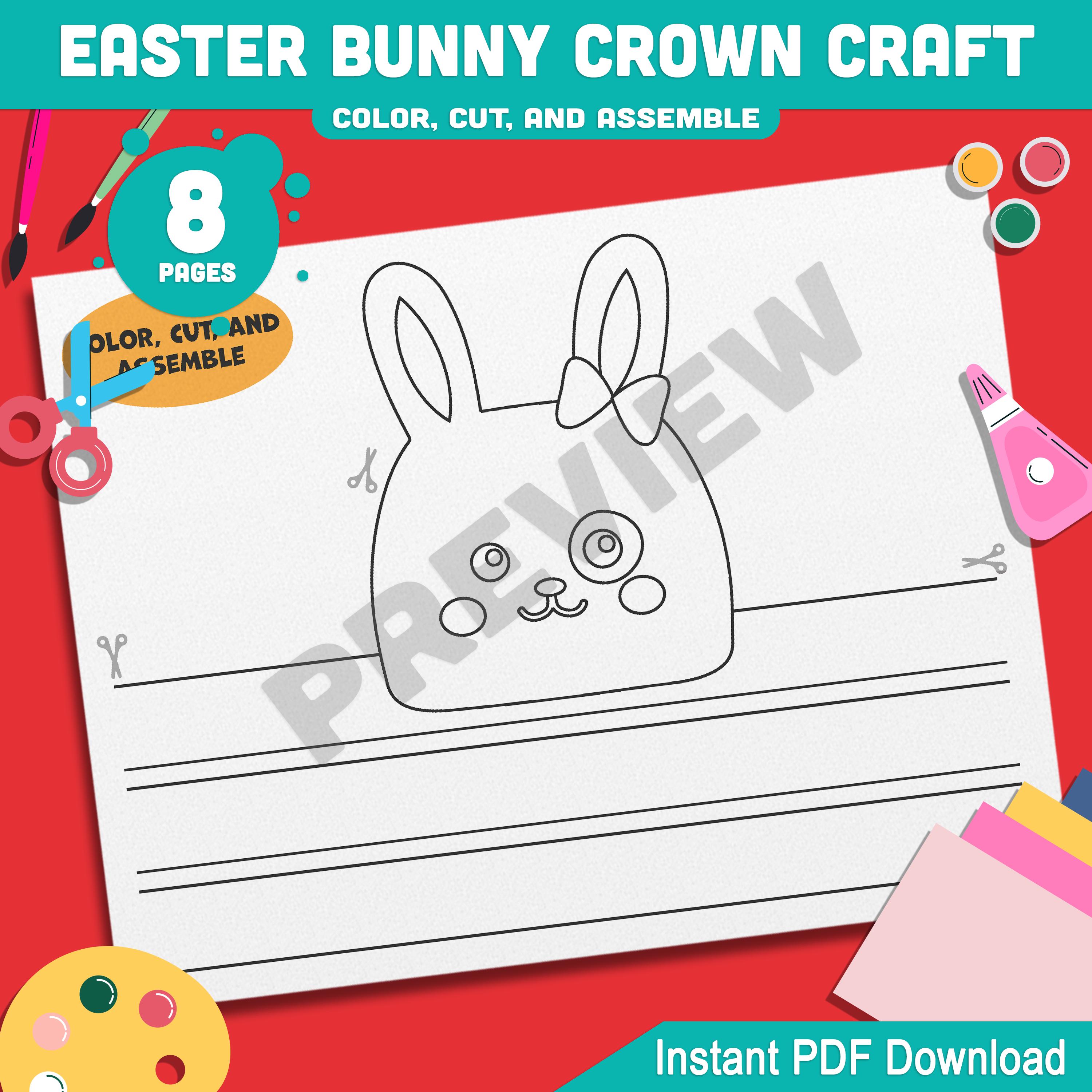 Easter Bunny Crown Craft! Printable Hat and Headband Templates for Kids ...