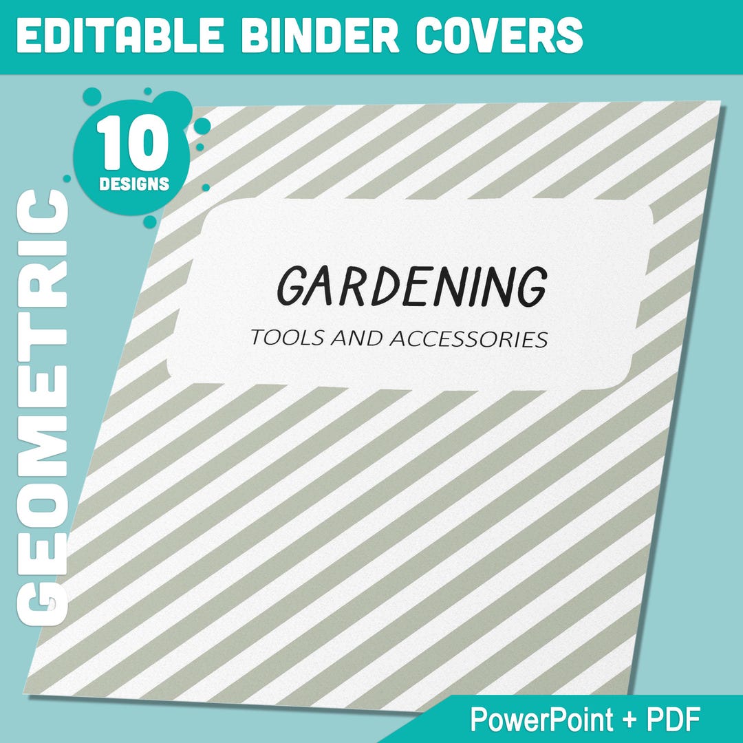 10 Editable Green Geometric Binder Covers, Includes 1, 1.5, 2" Spines ...