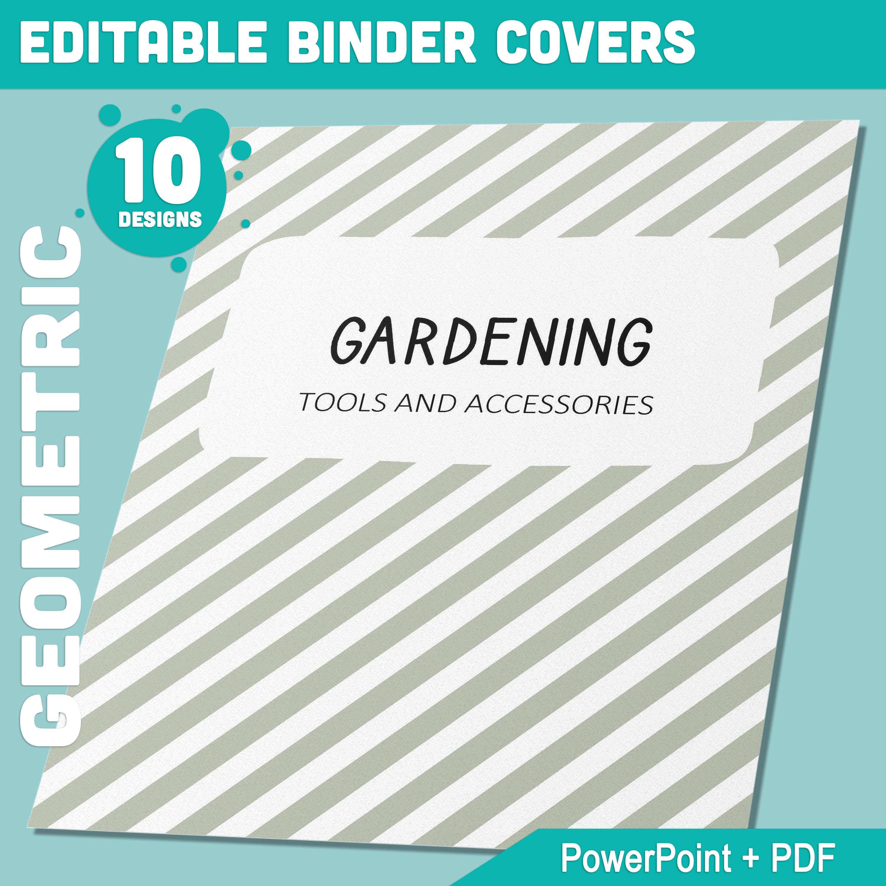 10 Editable Green Geometric Binder Covers, Includes 1, 1.5, 2" Spines ...