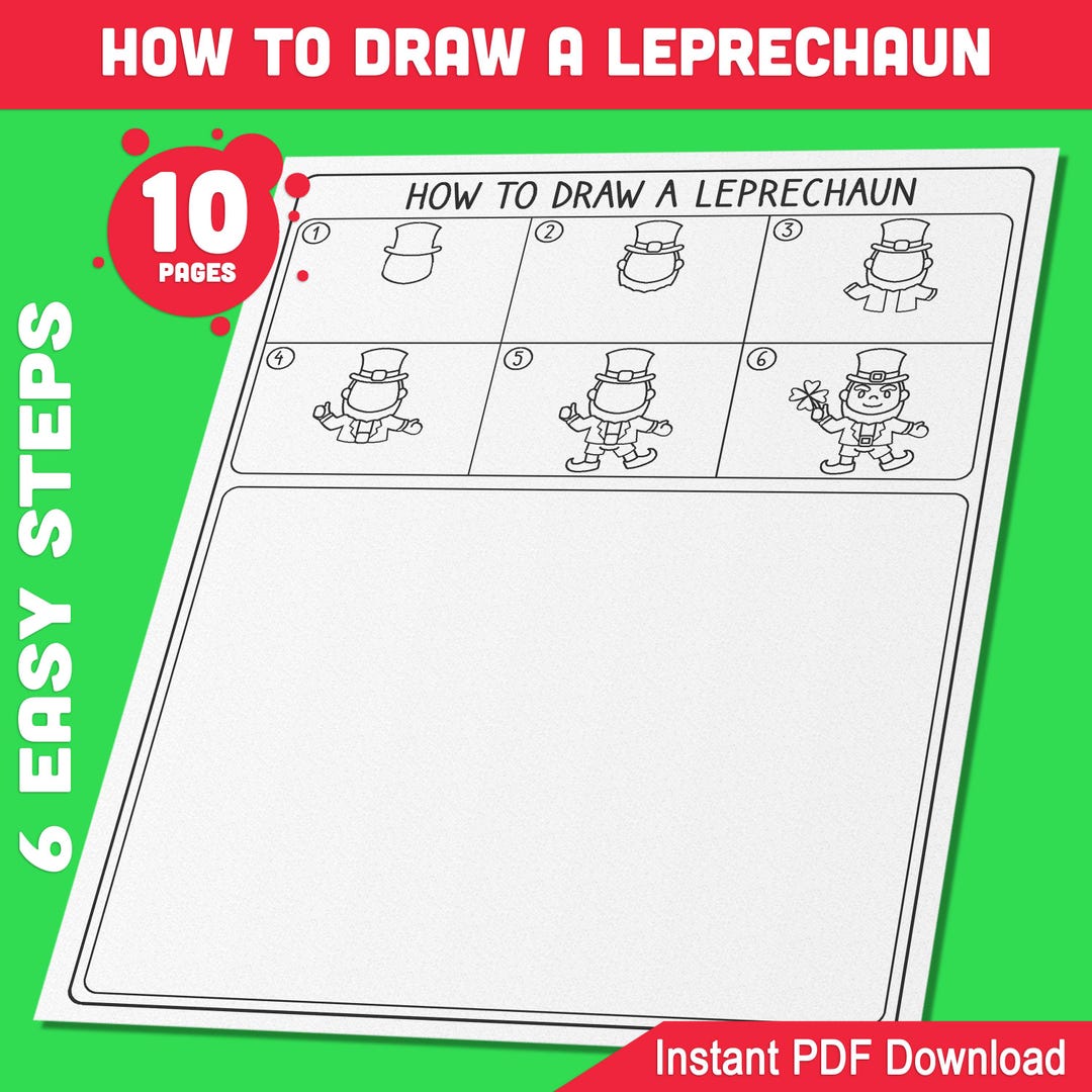 How to Draw a Leprechaun: 5-page Step-by-step Guide With 5 Coloring ...