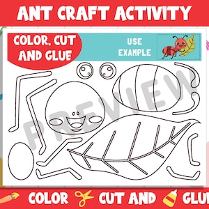 Cute Ant Craft Activity - Color, Cut, and Glue for Prek to 2nd Grade ...