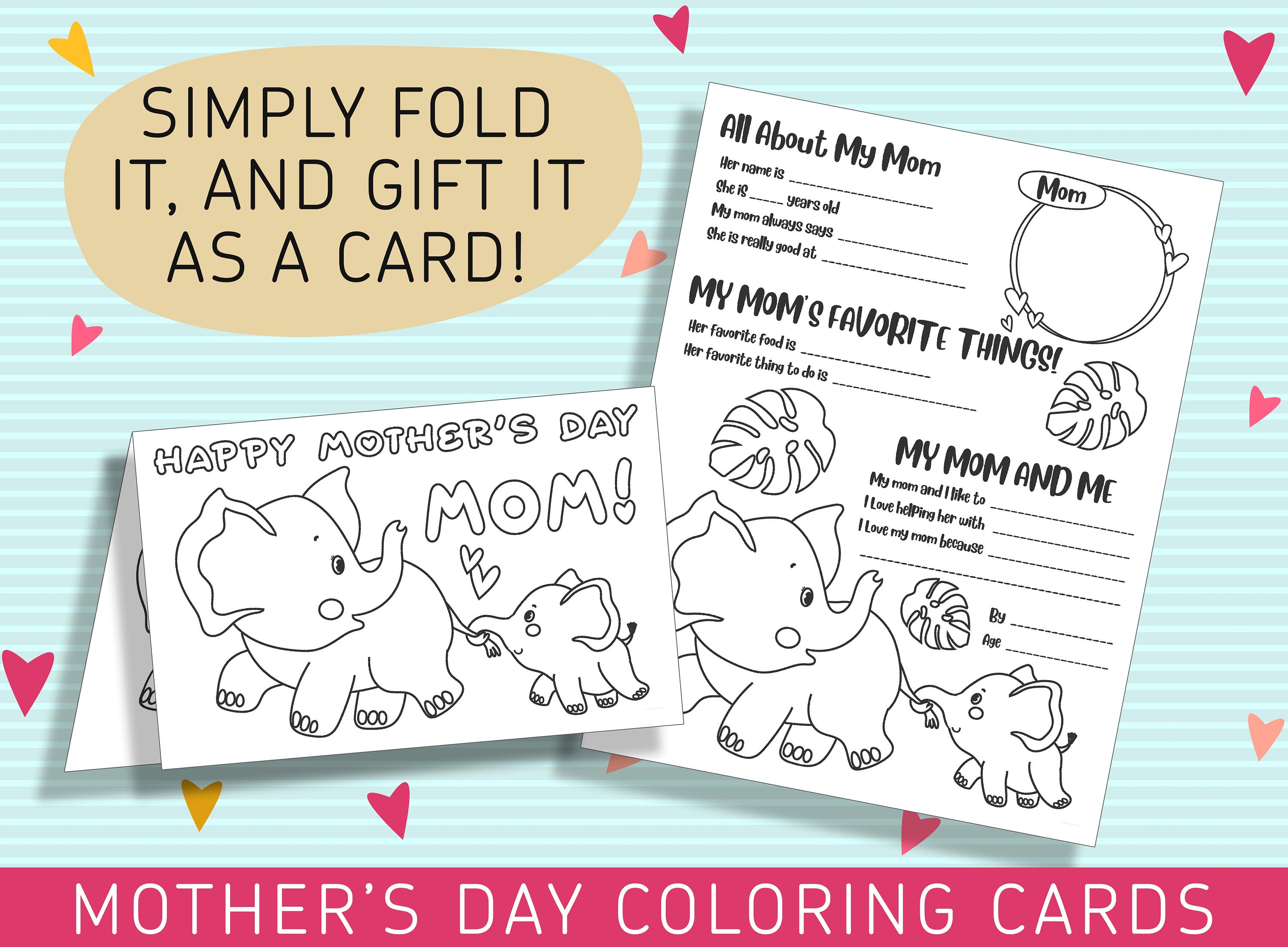 Color Your Love for Mom: Printable Mother's Day Coloring Cards, 6 ...