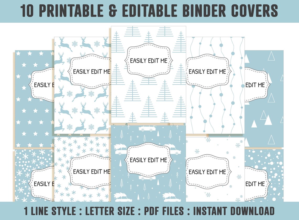 Holiday Planner Cover 10 Editable Binder Covers and Spines - Etsy