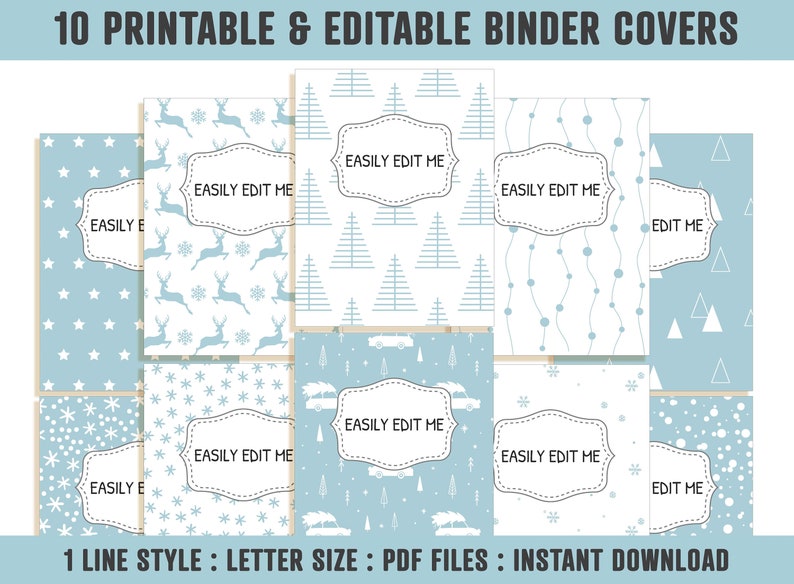 Holiday Planner Cover 10 Editable Binder Covers and Spines - Etsy
