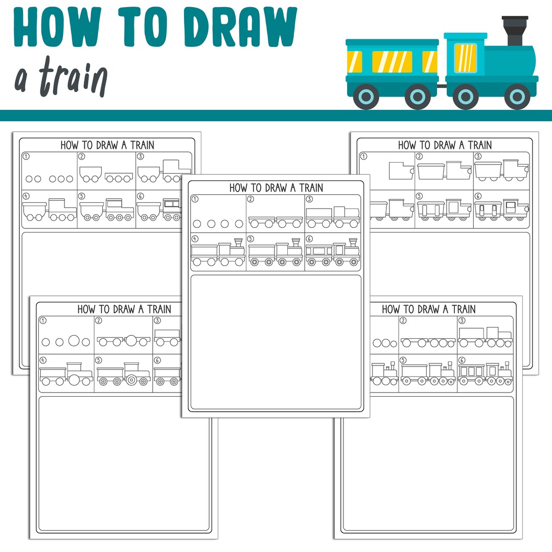 Learn How to Draw a Train Easy: Directed Drawing Step by Step Tutorial ...