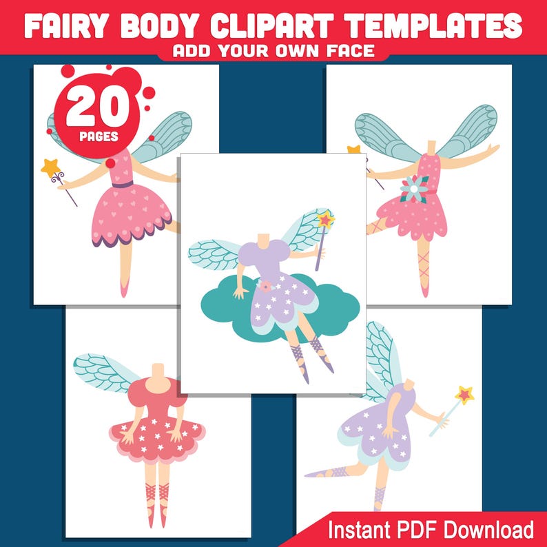 Fairy Body Clipart Templates: Add Your Photo Face, Magical Printable ...