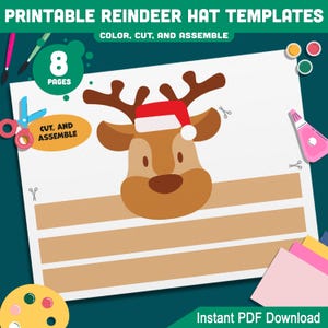 Printable Reindeer Hat Crown Craft Templates: Fun Christmas Activity ...