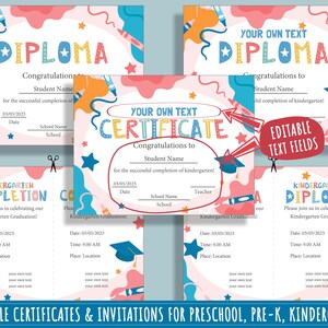 Editable Diplomas, Certificates, and Invitations for Children: 37 Pages ...