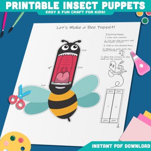 Insect Puppet Templates for Kids: 20-page Craft With Pre-colored ...