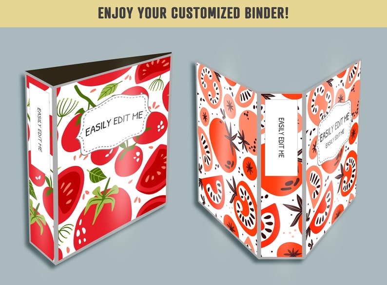 Tomato Binder Covers, 10 Printable & Editable Binder Covers+spines ...