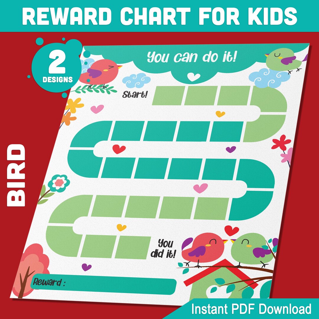 Printable Bird Reward Chart for Kids, Spring Flower Theme With Owl ...