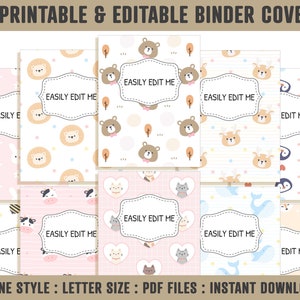 Binder Cover Animal, 10 Printable & Editable Binder Covers and Spines ...