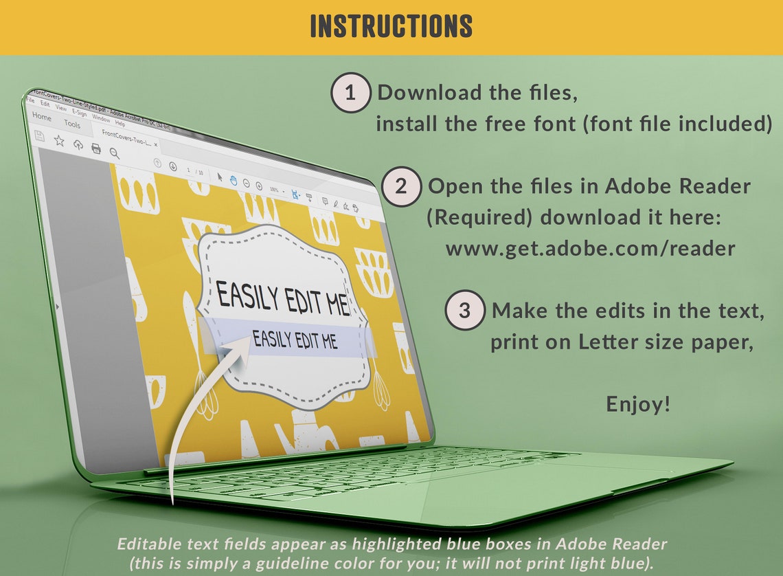 Cooking Binder Cover 10 Printable/editable Coversspines - Etsy