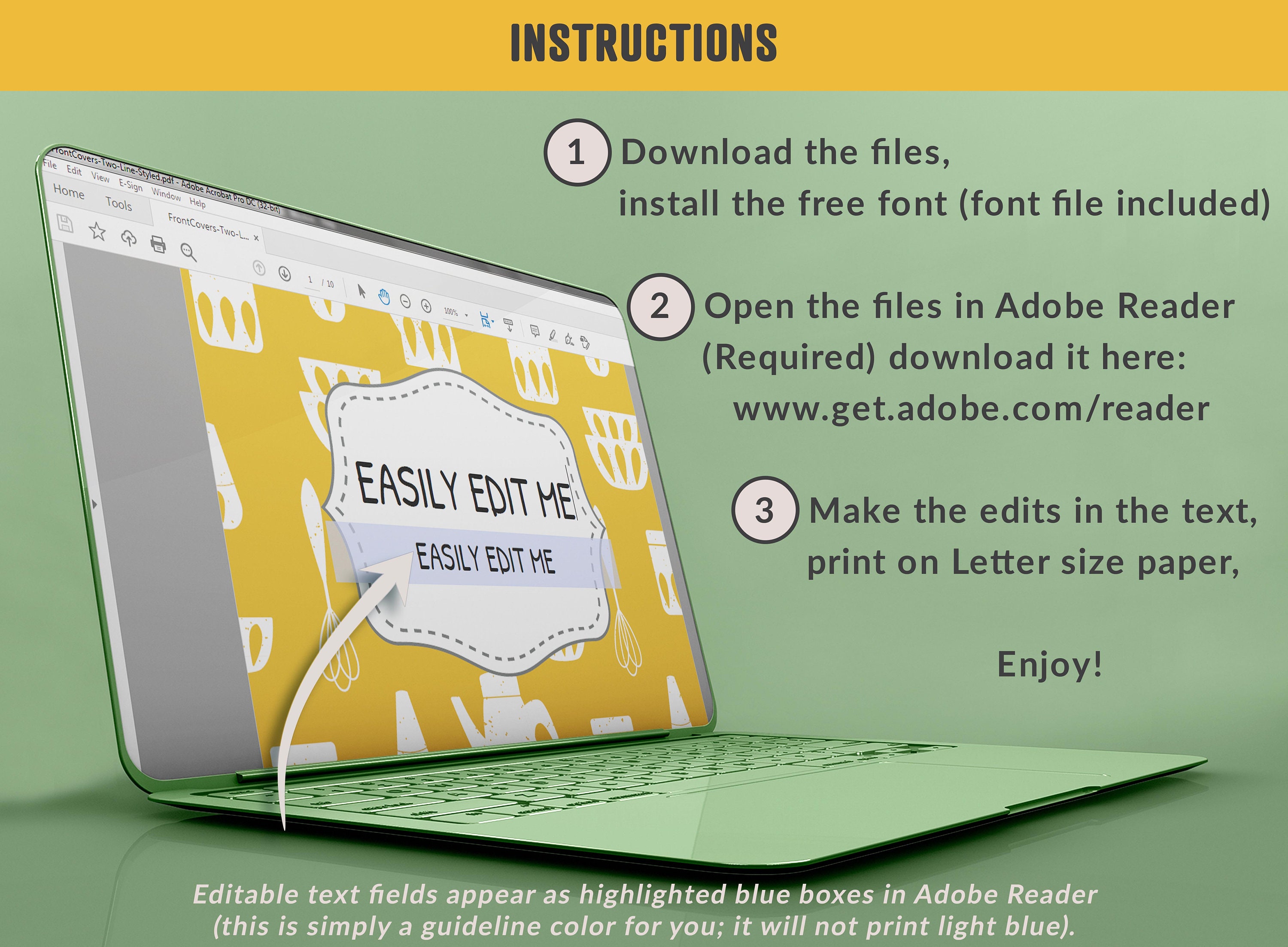 Cooking Binder Cover 10 Printable/editable Coversspines - Etsy