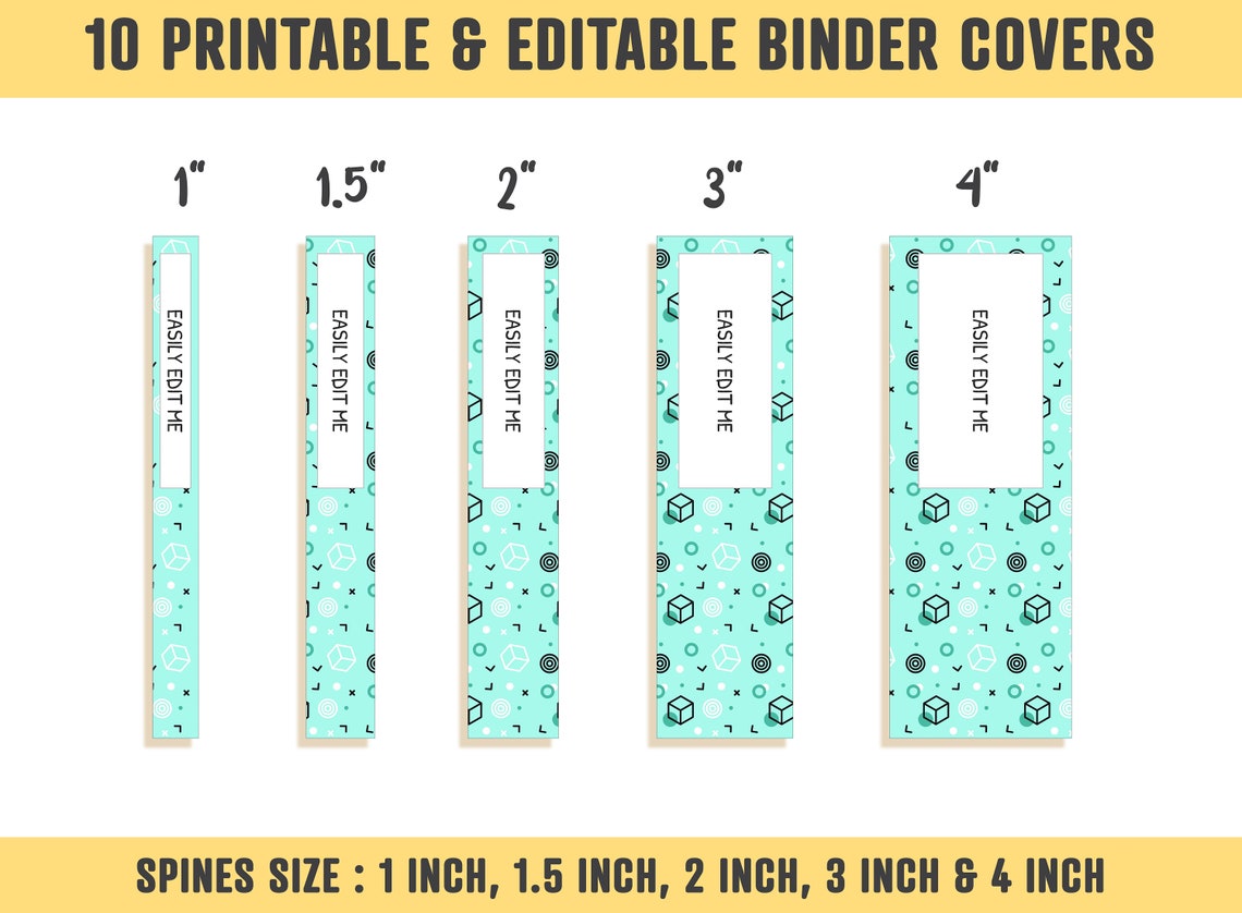 Binder Cover Printable 10 Editable Coversspines Teacher - Etsy
