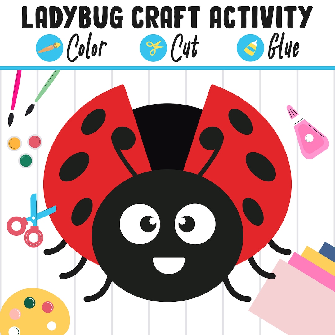 Ladybug Paper Craft Activity - Color, Cut, and Glue for Prek to 2nd ...